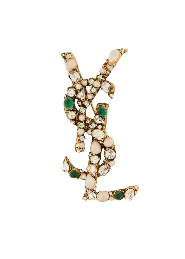 Saint Laurent Cassandre Stone-embellished Brooch