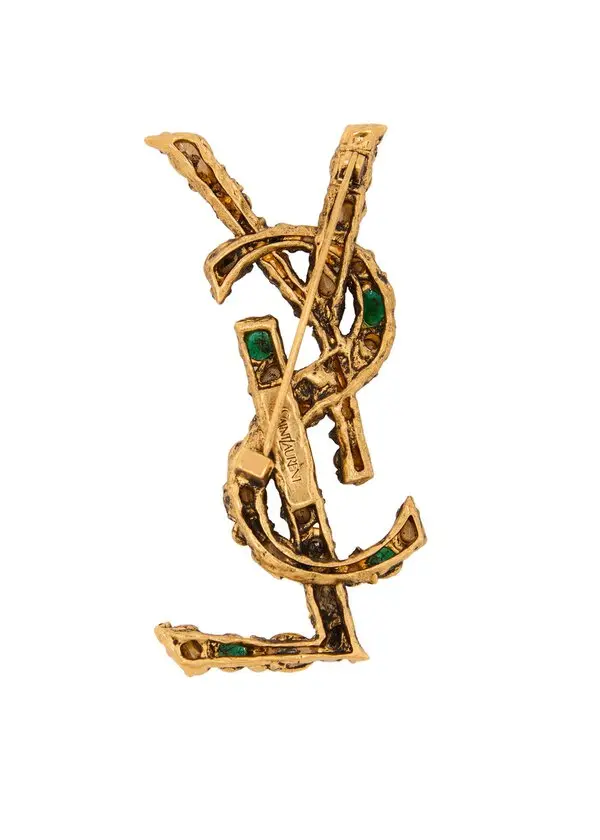 Saint Laurent Cassandre Stone-embellished Brooch