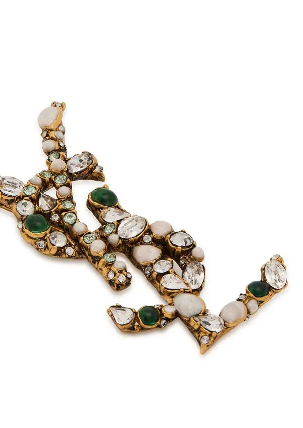 Saint Laurent Cassandre Stone-embellished Brooch
