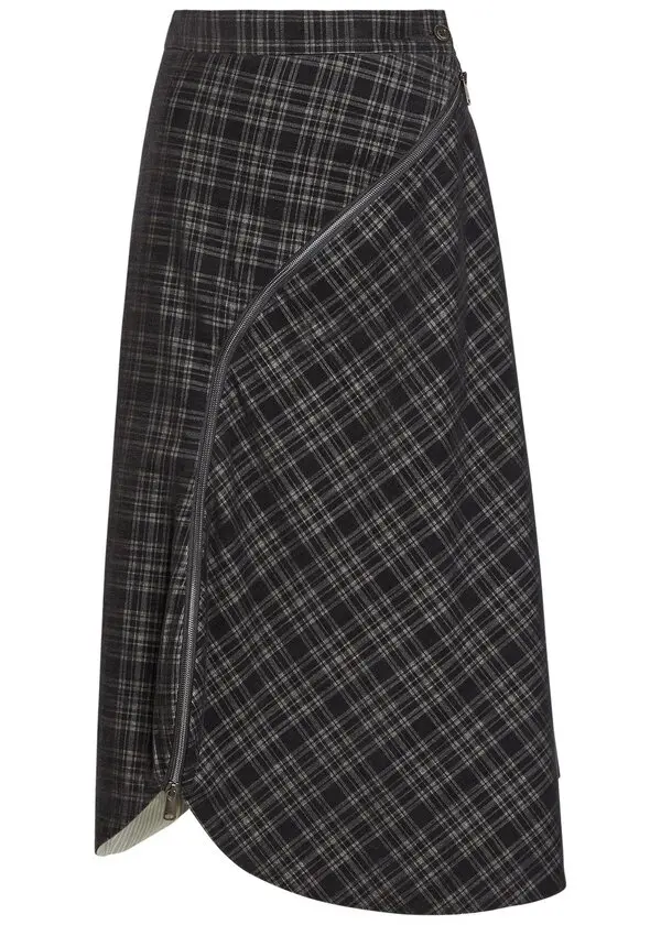 VIVIENNE WESTWOOD Asymmetric Plaid Midi Skirt - Grey