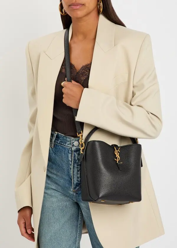 Saint Laurent Le 37 Small Grained Leather Bucket Bag