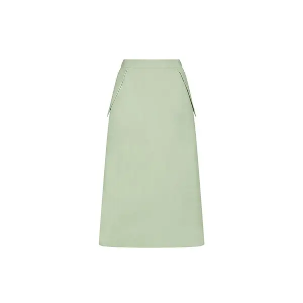 SHIKANZY Ava Mint Linen High Waisted Midi Skirt With Pockets