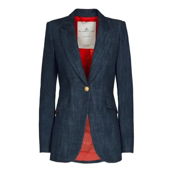 THE EXTREME COLLECTION Denim Fitted Blazer With Gold Buttons Milán