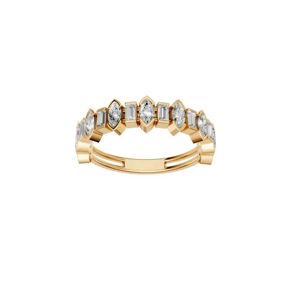 AYA FINE JEWELRY Marquise & Baguette Lab Grown Diamond Half Eternity Wedding Band Ring In 10k Gold - Yellow