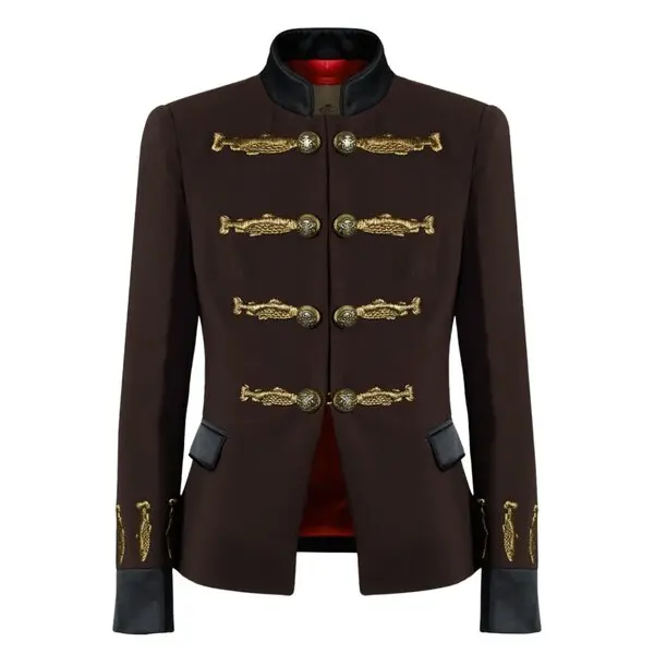 THE EXTREME COLLECTION Nuvola Military Blazer With Gold Embroidery - Brown