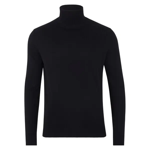 PAUL JAMES KNITWEAR Ultra Fine Cotton Atwood Roll Neck Jumper - Black