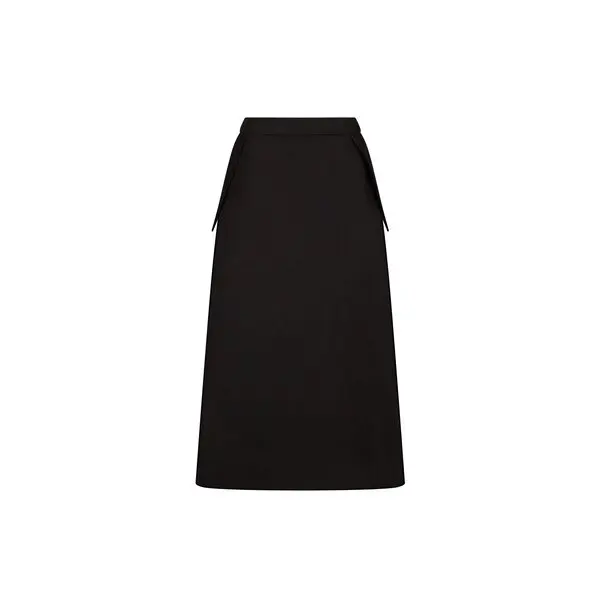 SHIKANZY Ava Linen High Waisted Midi Skirt - Black