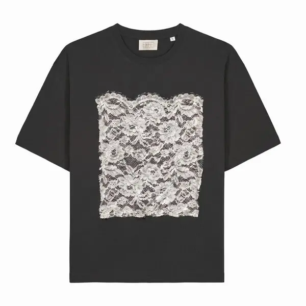 EFFEI Lumiere Cotton T-shirt With Lace Detail