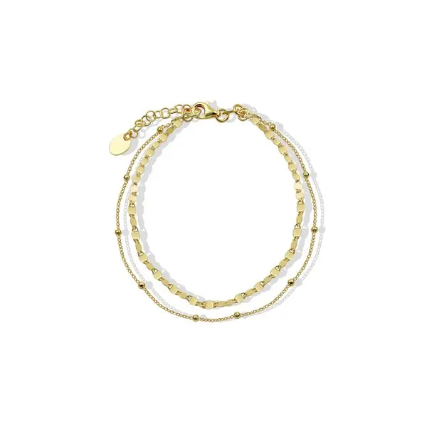 Argento Vivo Layered Anklet With Gold-plated Accents