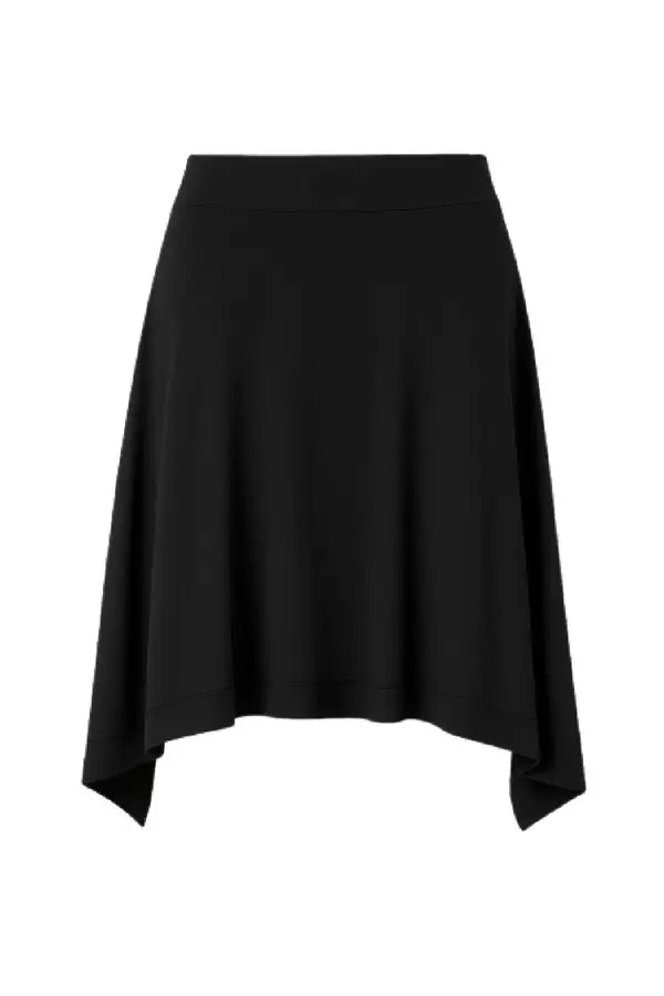 CONQUISTA Asymmetric Flared Skirt – Modern, Flowy, Effortlessly Versatile - Black