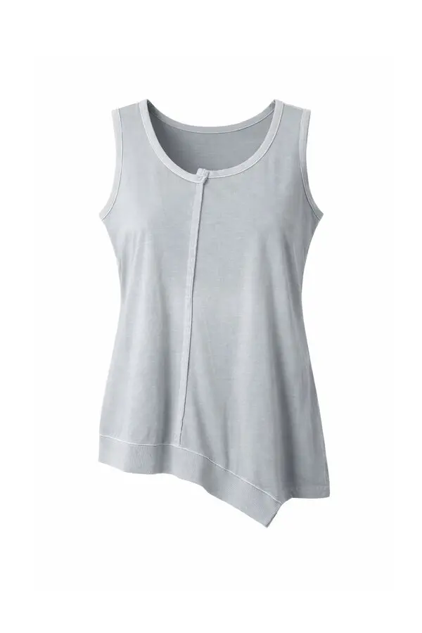 CONQUISTA Asymmetric Hem Sleeveless Jersey Top - Grey