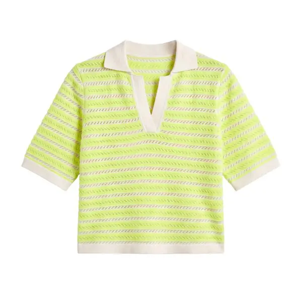BRODIE CASHMERE Suzie Stitch Cashmere Polo Tee