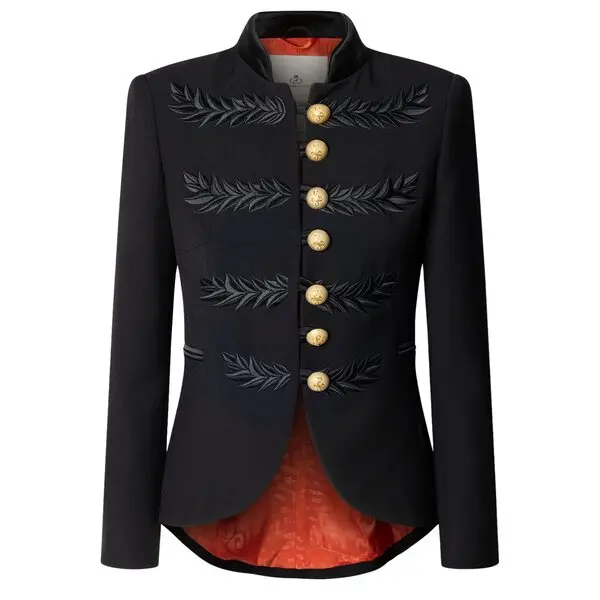 THE EXTREME COLLECTION Renata Military Tailored Blazer With Satin Details - Black
