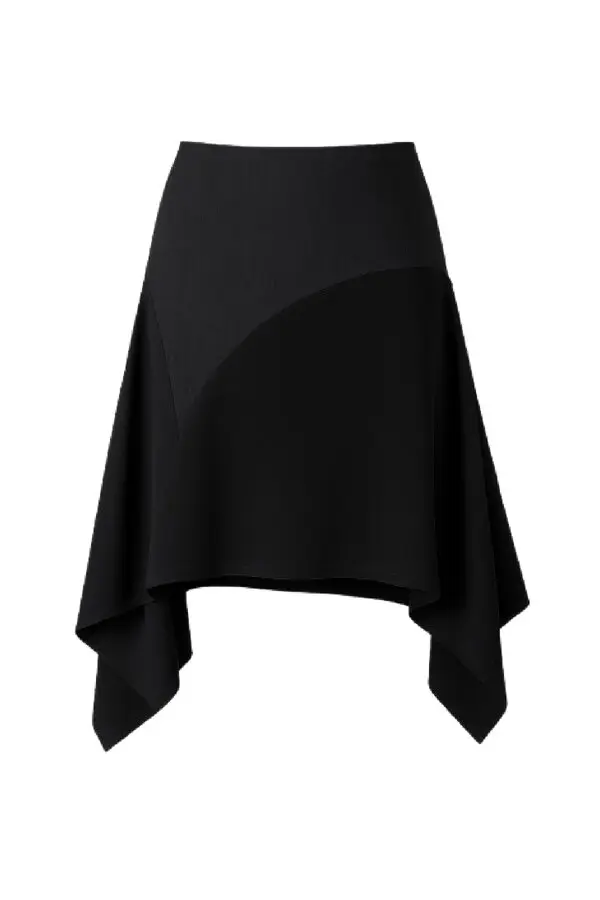 CONQUISTA Asymmetric Midi Skirt – Modern Silhouette With Fluid Movet - Black