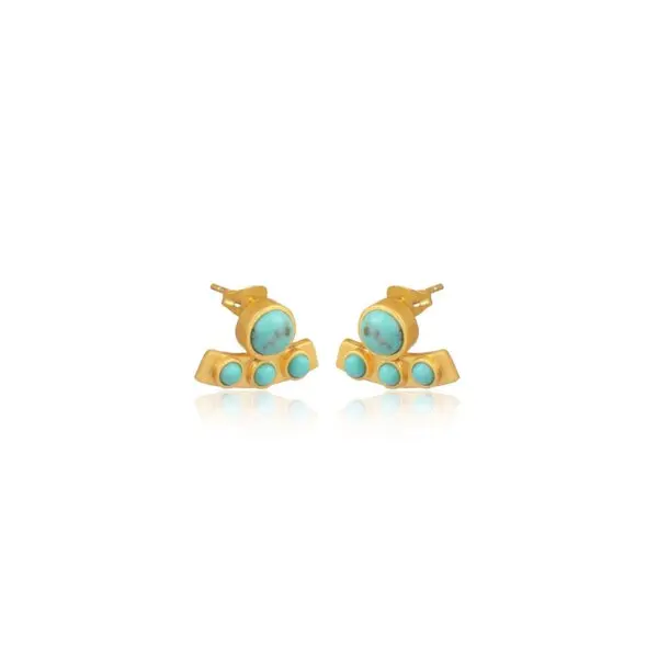 CHRISTINA GREENE Turquoise Curved Bar Stud Earrings