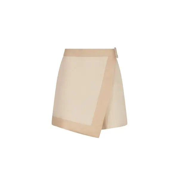 SHIKANZY Neutrals Lizzy Linen Two Tone High Waisted Skort With Pockets