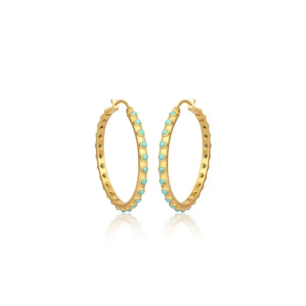 CHRISTINA GREENE Turquoise Hoop Earrings
