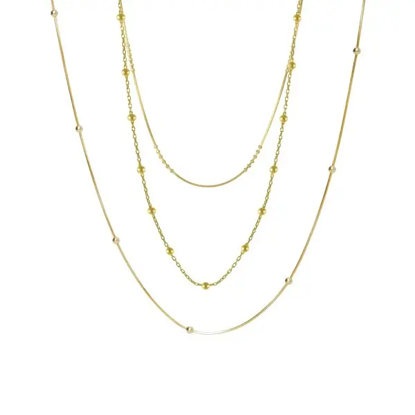 SPERO LONDON Sterling Silver Beaded Satellite Chain Necklace Set - Gold