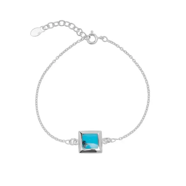 SPERO LONDON Turquoise Square Sterling Bracelet - Silver
