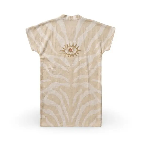 CASA DUNIYA Neutrals Cotton Evil Eye Embroidery Soleil Swimsuit Cover-up - Beige