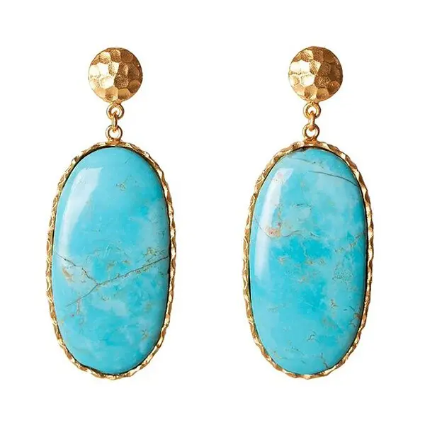 CHRISTINA GREENE Large Drop Earrings In Turquoise