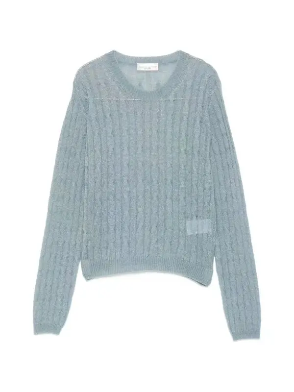 ROBERTO COLLINA Cable Knit Metallic Thread Sweater