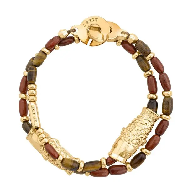 CORSO JEWELRY Mar De Suo Gold Bracelet Chedron Agate - Red