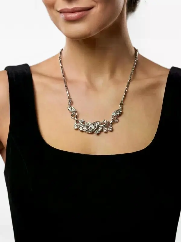 MADISON MAISON 1950s Rhinestone Vine-collar Necklace - Silver