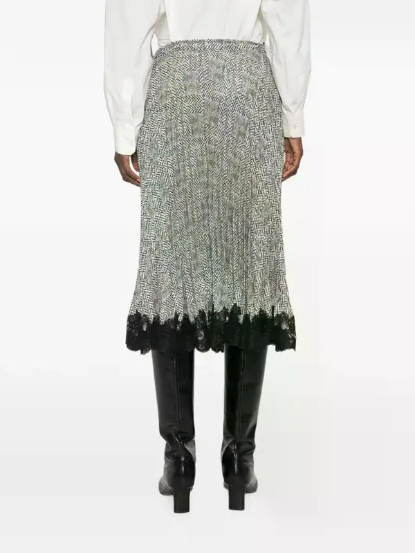 Ermanno Scervino Pleated Lace-trim Midi Skirt
