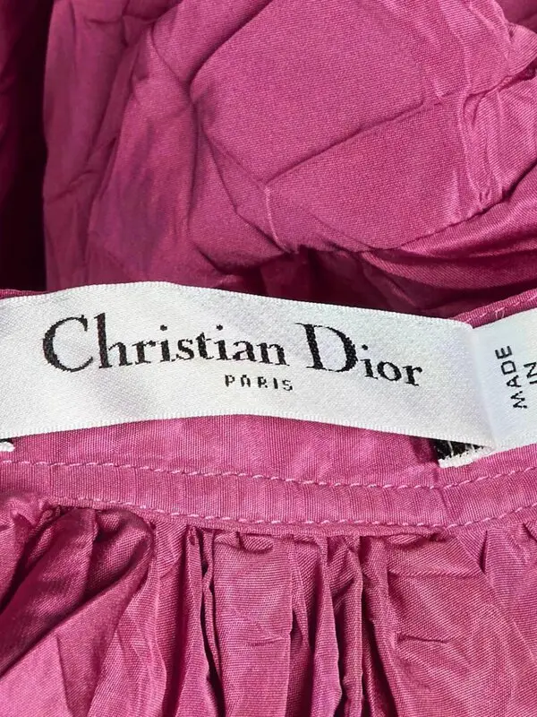 Dior Crinkled Texture Band Collar Blouse