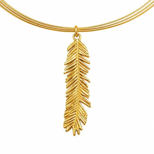 MOTHER NATURE JEWELRY Acacia Leaf Pendant Necklace, Handmade In Recycled Brass With 14k Plating - Gold