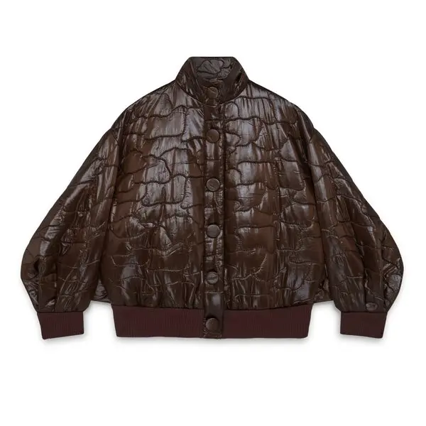 AMANDA THOMPSON COUTURE Ms K Bomber Jacket / Quilting / Chocolate - Brown