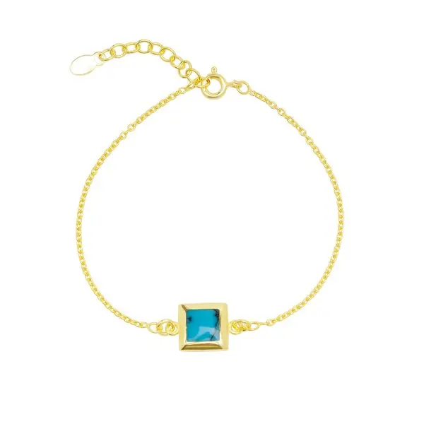 SPERO LONDON Turquoise Square Sterling Silver Bracelet - Gold