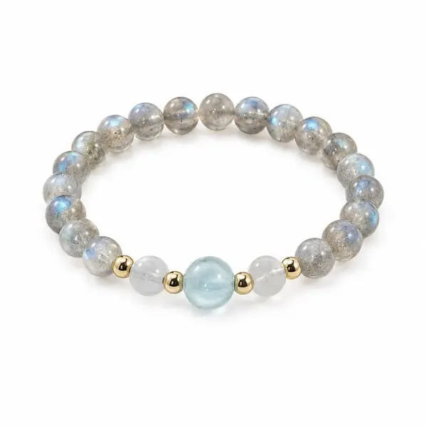 ORIGIN OF HEARTS Isla Bracelet – Natural Aquamarine, Moonstone & Labradorite Bracelet - Blue