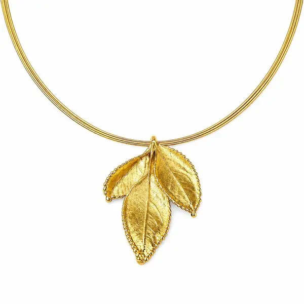 MOTHER NATURE JEWELRY Rose Leaf Pendant Necklace In 14k -plated Recycled Brass - Gold