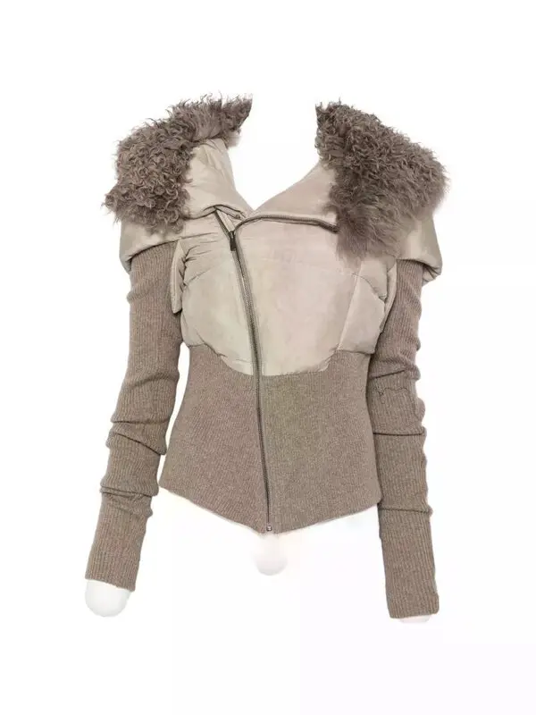 YEHUAFAN Shearling-trim Panelled Jacket