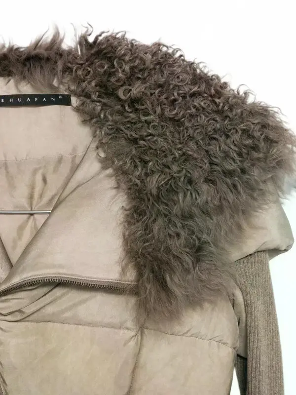 YEHUAFAN Shearling Trim Panelled Jacket