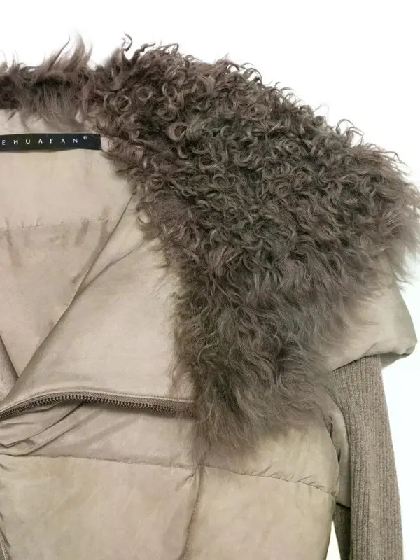 YEHUAFAN Shearling Trim Panelled Jacket