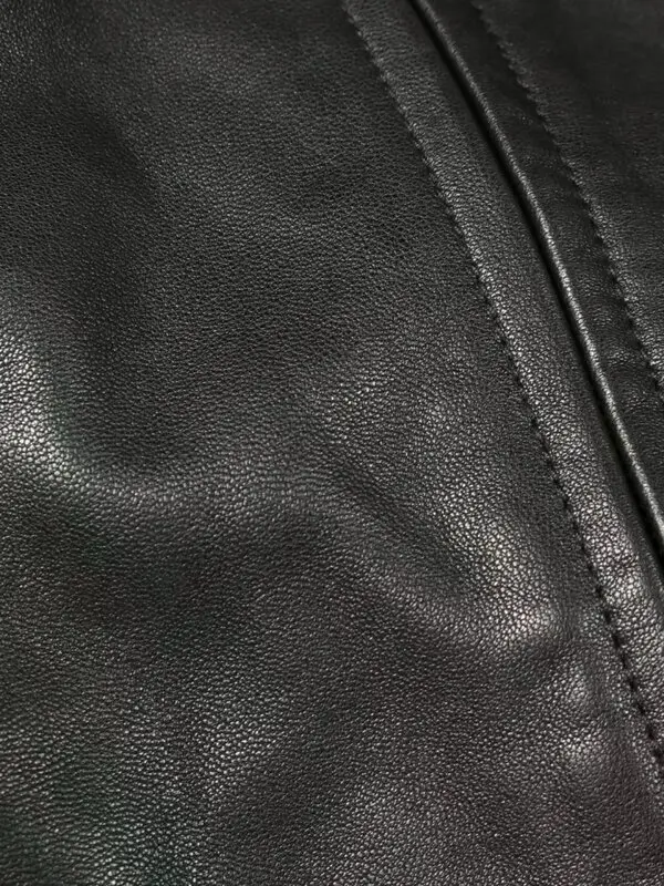 Miu Miu Leather Bomber Jacket With Embossed Logo