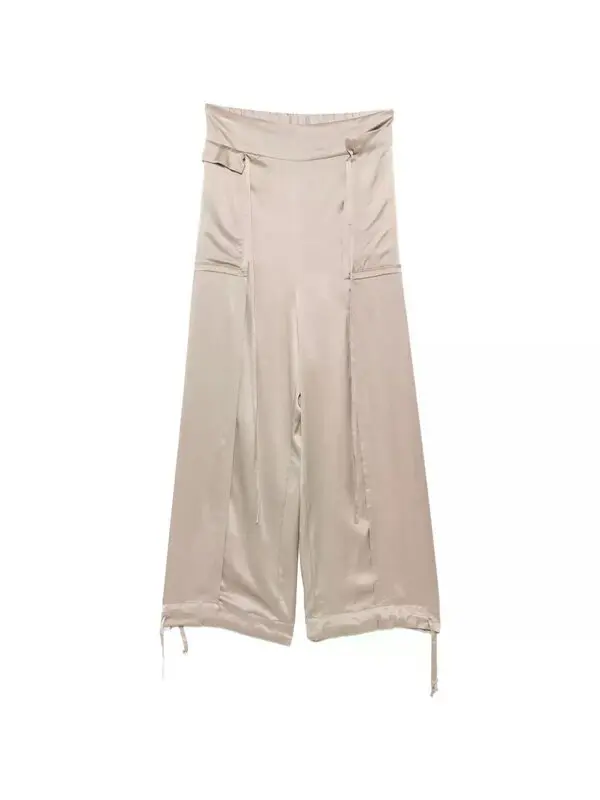 YEHUAFAN Beige Satin Palazzo Pants - Neutrals