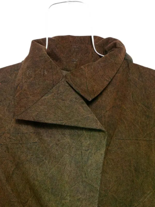YEHUAFAN Cropped Buckled Denim Jacket