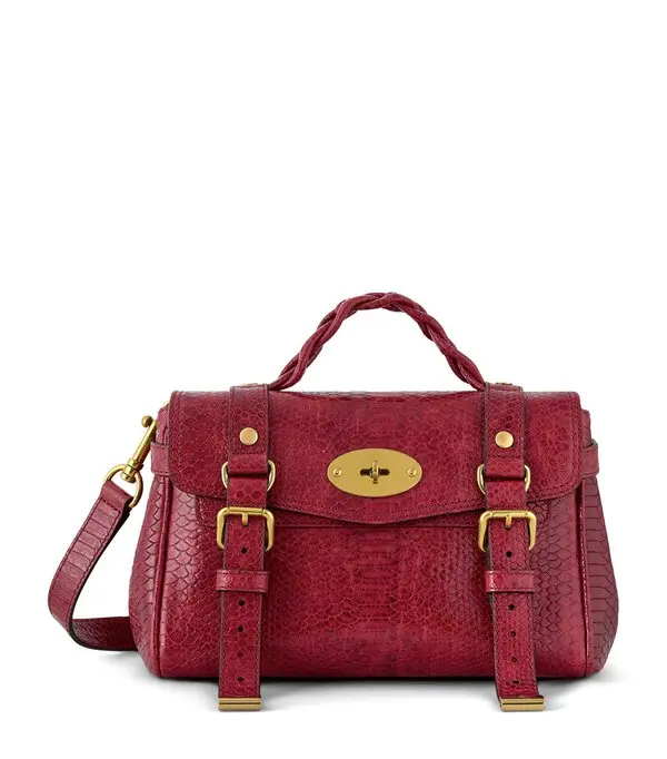 Mulberry Mini Leather Snake Print Alexa Cross-body Bag - Red
