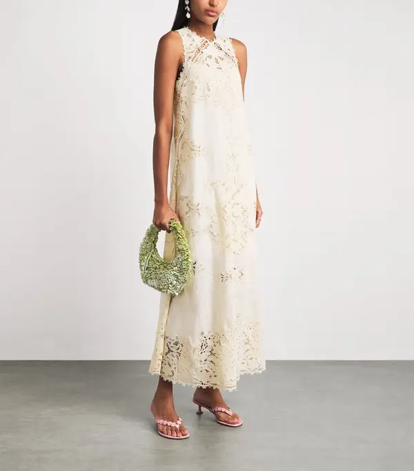 Ulla Johnson Linen Embroidered Coralite Midi Dress