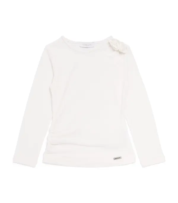 Monnalisa Draped Rose Long-sleeve T-shirt