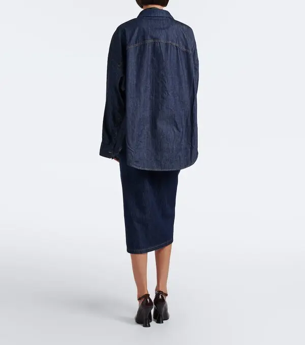 Dries Van Noten Draped Asymmetric Denim Midi Skirt