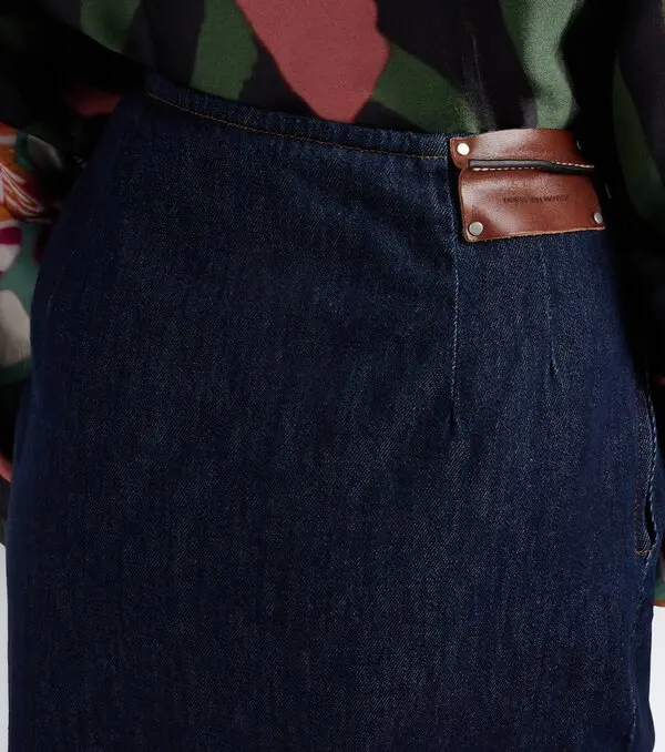 Dries Van Noten Draped Asymmetric Denim Midi Skirt