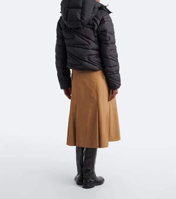 Moncler Pleated Cotton-blend Midi Skirt