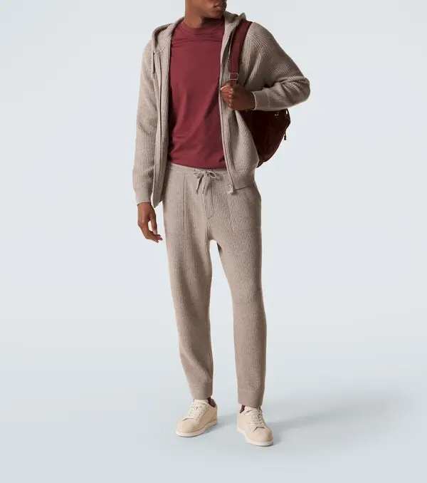 Brunello Cucinelli Ribbed-knit Cashmere Zip-up Cardigan - Beige