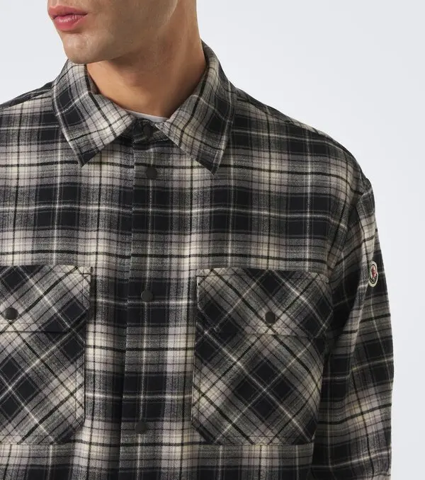 Moncler Checked Cotton Flannel Zip-up Shirt