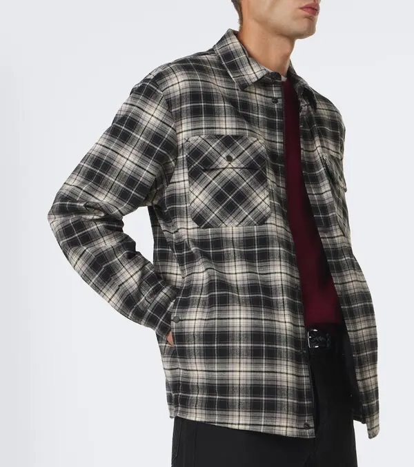Moncler Checked Cotton Flannel Zip-up Shirt